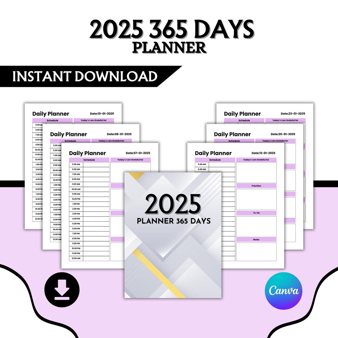 Editable & Printable 2025 365 Days Planner | Customizable Daily ...