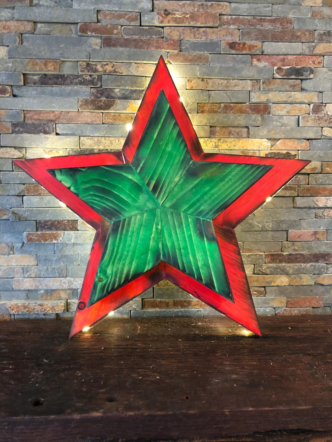 Double Wooden Christmas Star With Remote Control Lights - Etsy