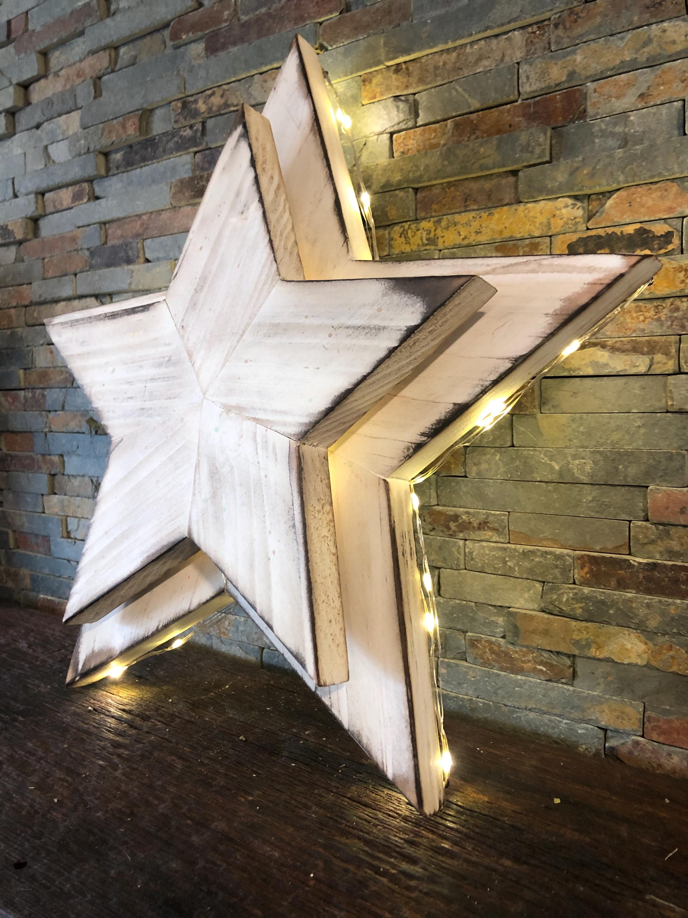 Double Wooden Christmas Star With Remote Control Lights - Etsy