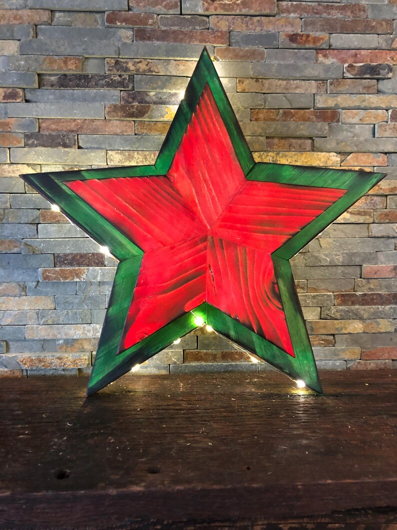 Double Wooden Christmas Star With Remote Control Lights - Etsy