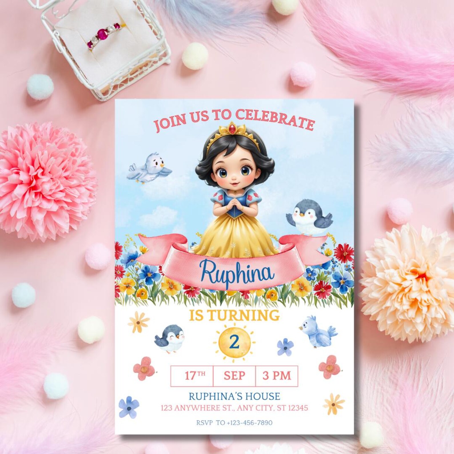 Editable Snow White Birthday Invitation, Editable Blancanieves ...