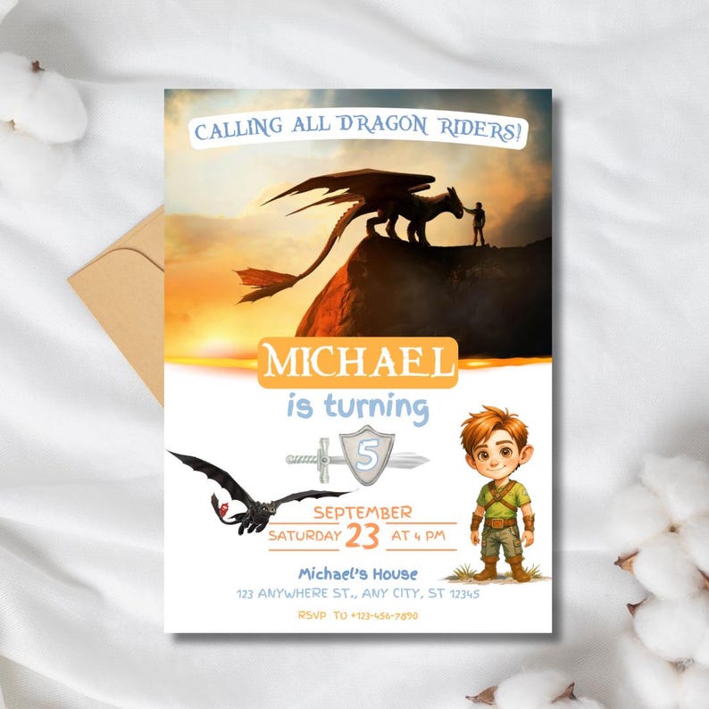 How to Train Your Dragon Birthday Invitation Template, Editable Digital ...