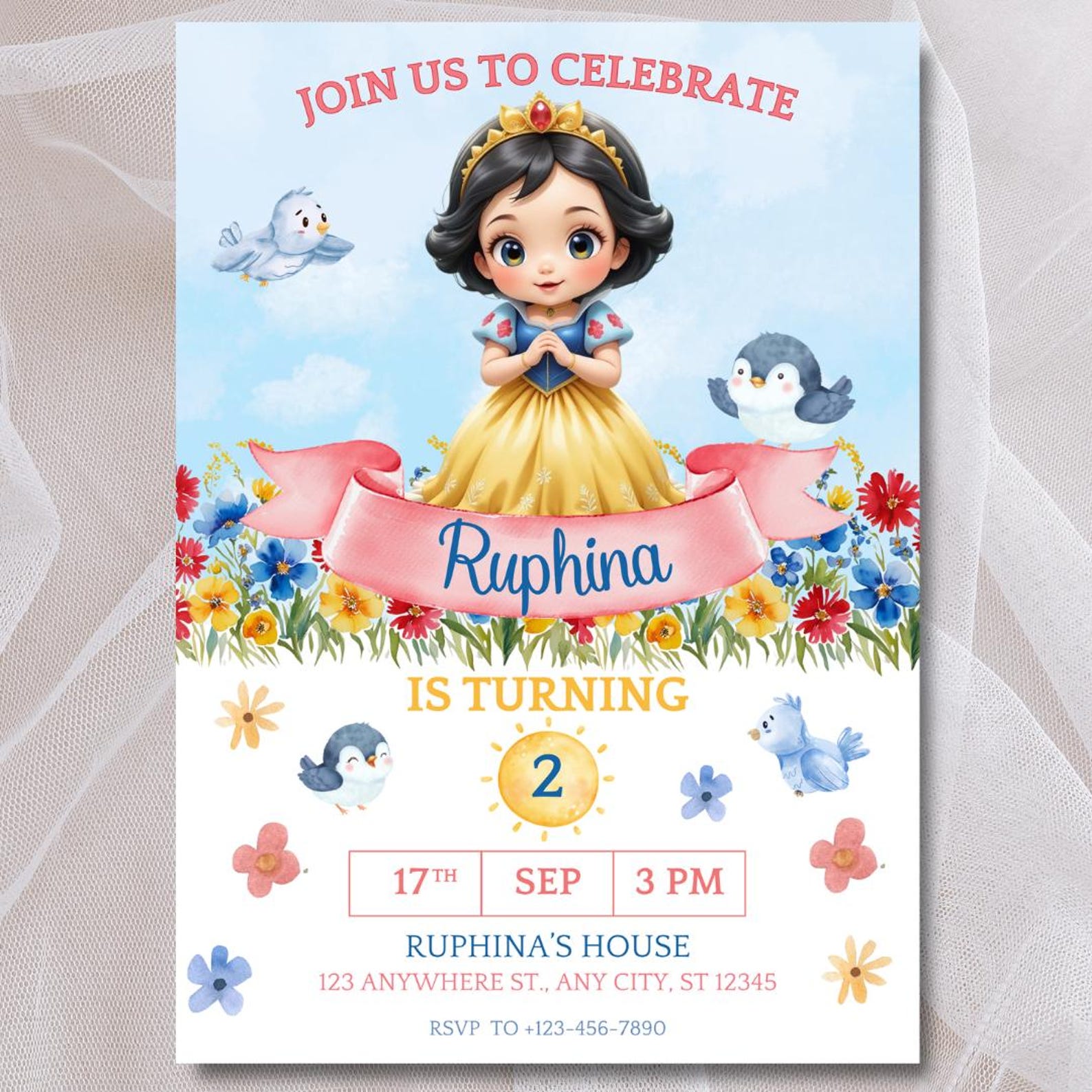 Editable Snow White Birthday Invitation, Editable Blancanieves ...