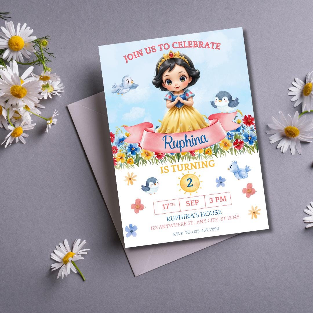 Editable Snow White Birthday Invitation, Editable Blancanieves ...
