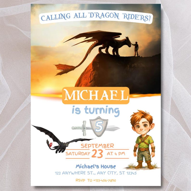 How to Train Your Dragon Birthday Invitation Template, Editable Digital ...