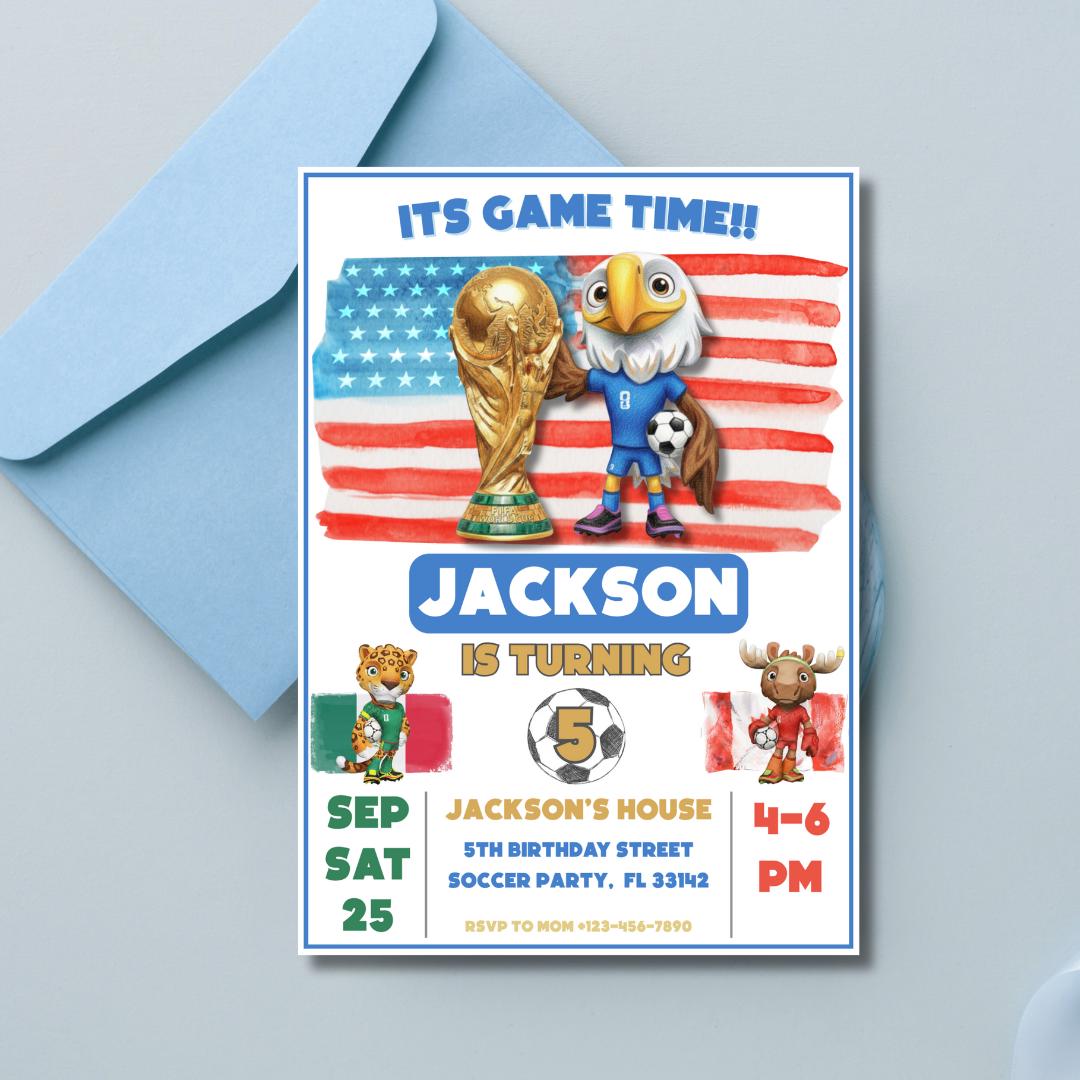 Editable World Cup Soccer Birthday Invitation, Digital Instant Template ...