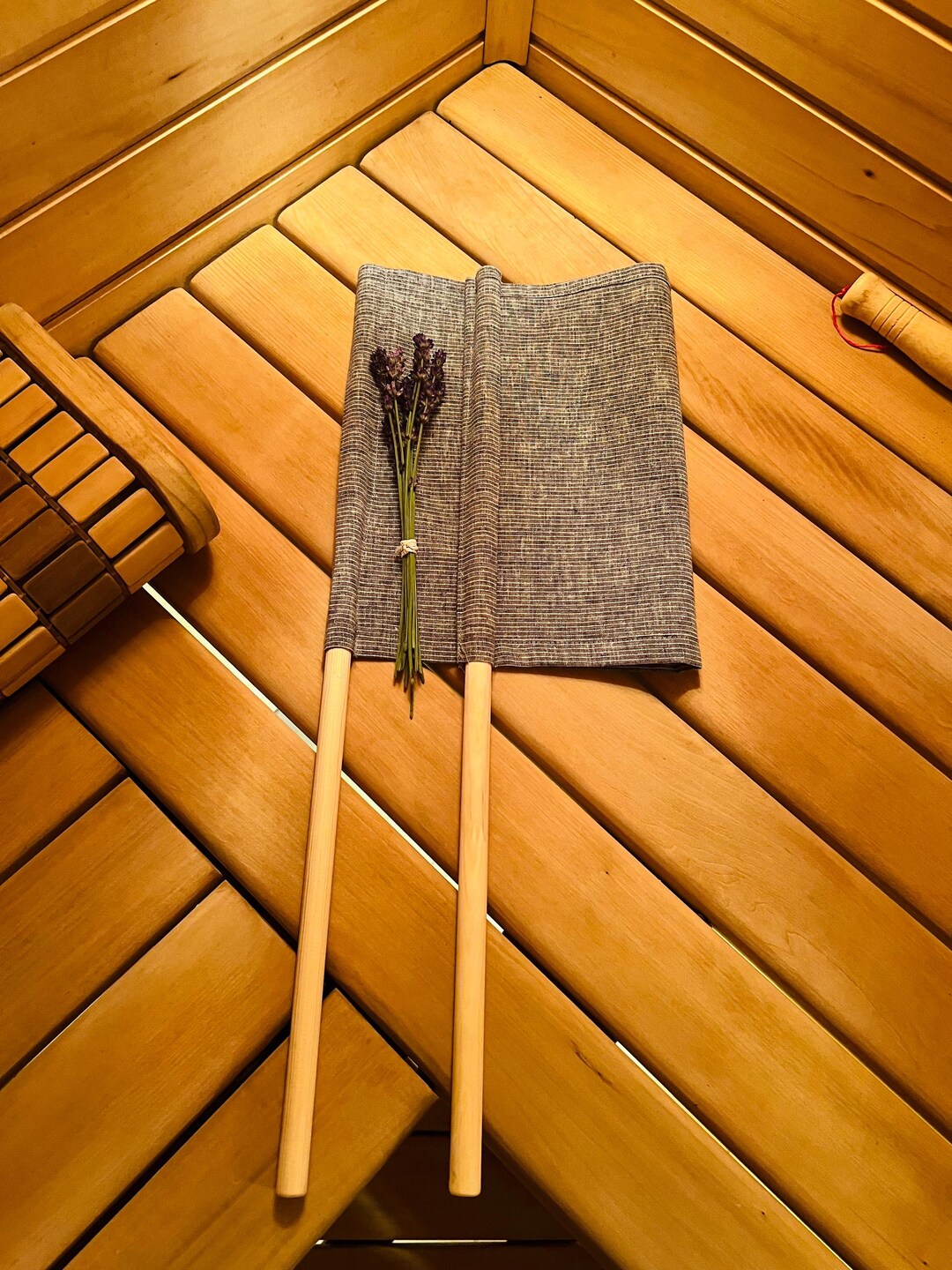 Mini Sauna Flag: Linen Steam Room Fan With Wood Frame - Etsy