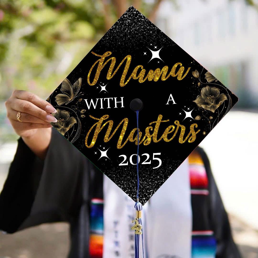 Mama With A Master's Degree Graduation Cap Topper, Minimalist Style ...