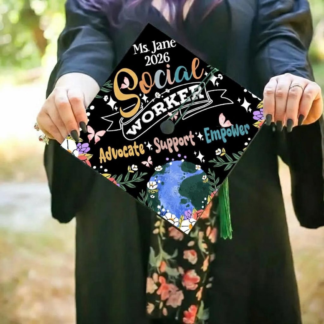 Custom Social Worker Graduation Cap Topper: Retro Advocate Design - Etsy