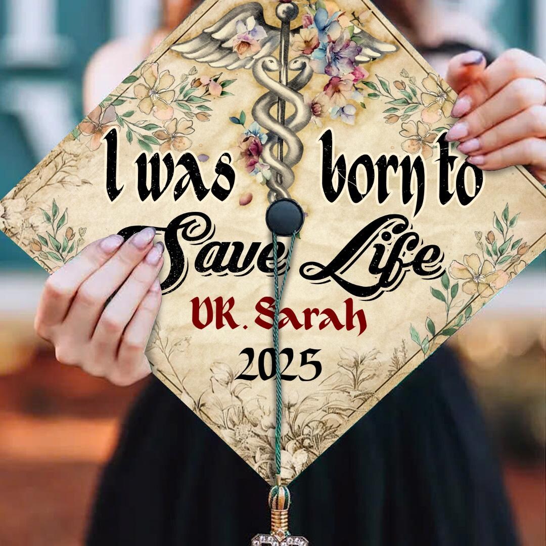Personalized Retro Doctor Graduation Cap Topper, Was Born to Save Life ...