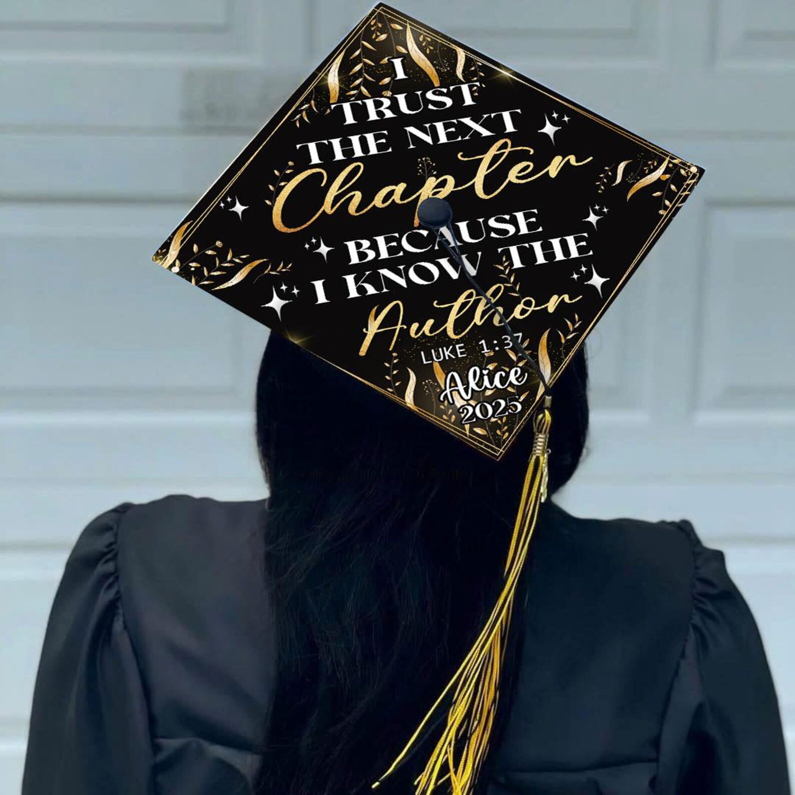 Personalized Christian Graduation Cap Topper, Custom Black Queen Grad ...