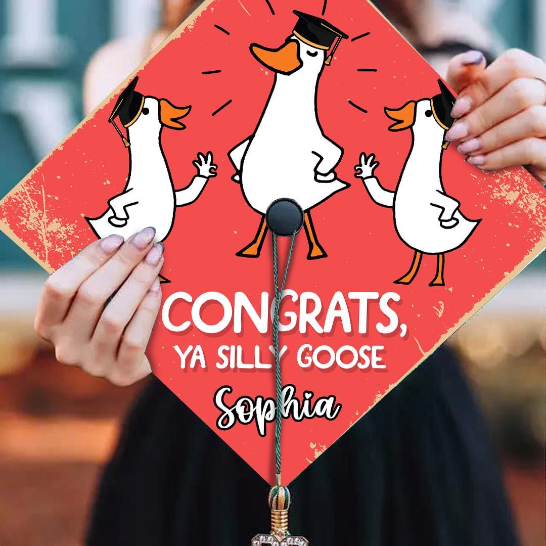 Funny Silly Goose Graduation Cap Topper: Custom Grad Gift - Etsy