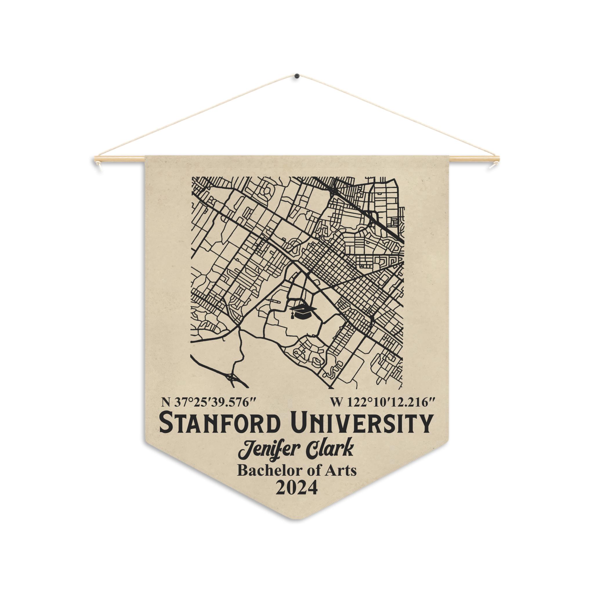 Personalized Campus Map Pennant, Custom College Flag Decor, Graduation ...
