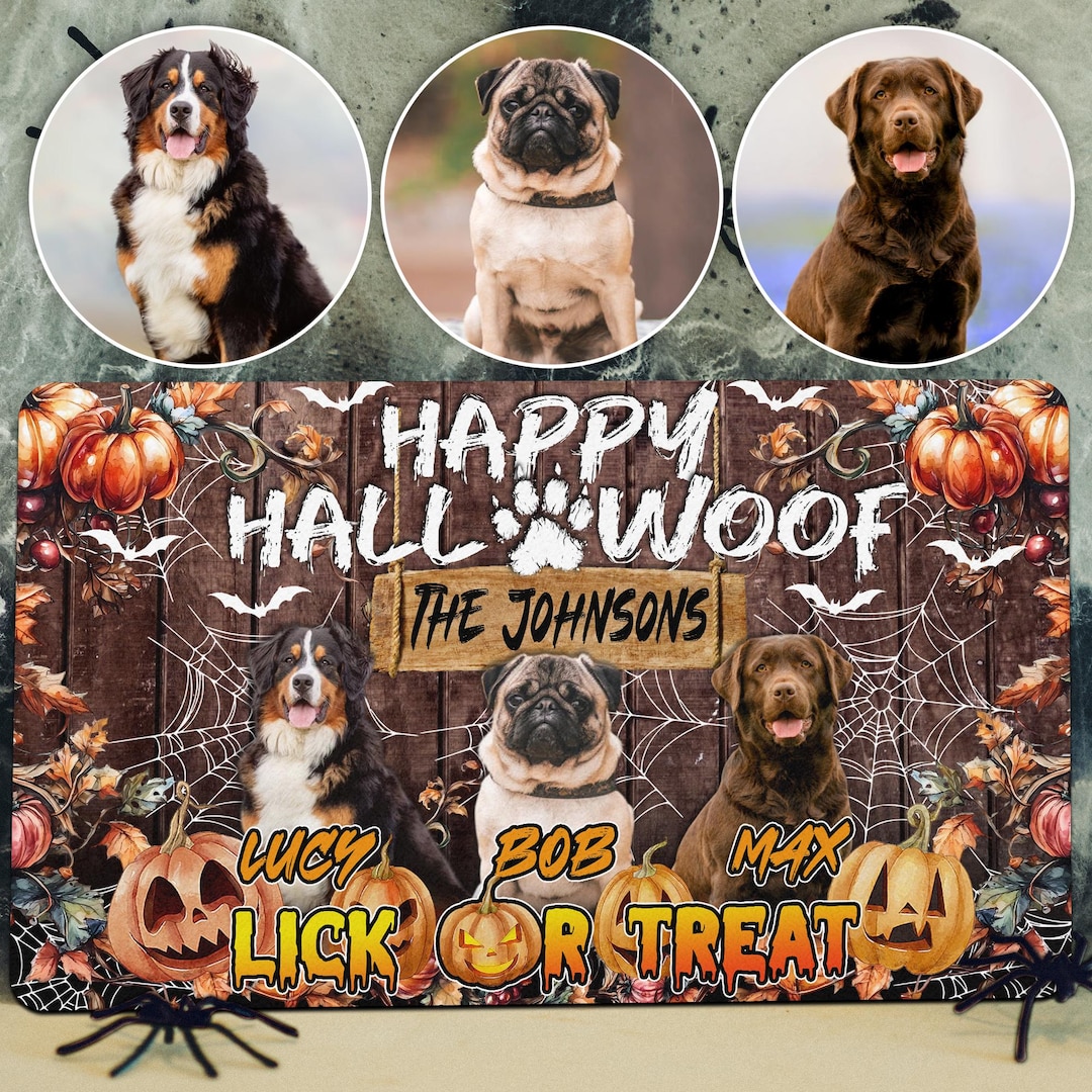 Custom Pet Photo Halloween Doormat: Happy Hallowoof Dog Welcome Mat - Etsy