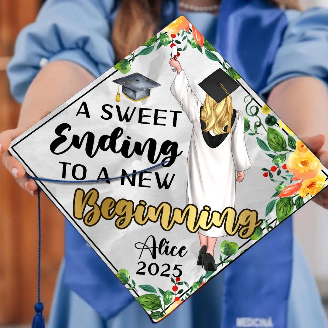 Personalized Girl Graduation Cap Topper, A Sweet Ending to A New ...