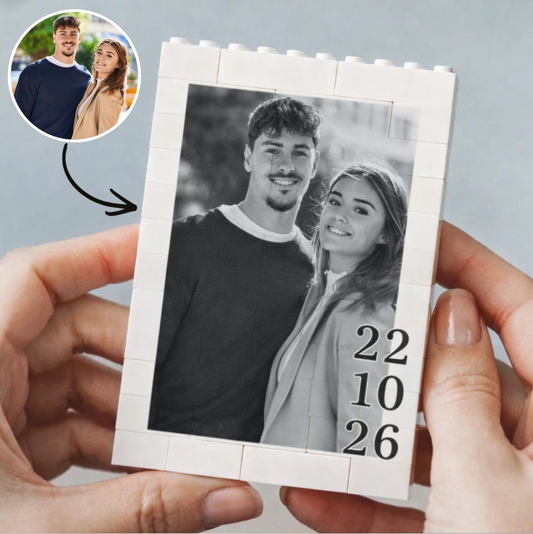Personalized Engagement Building Block, Custom Couple Photo Block ...