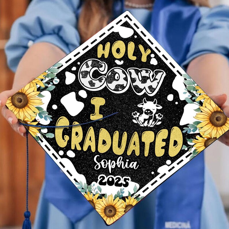 Personalized Cow Graduation Cap Topper: Country Girl Grad Gift - Etsy