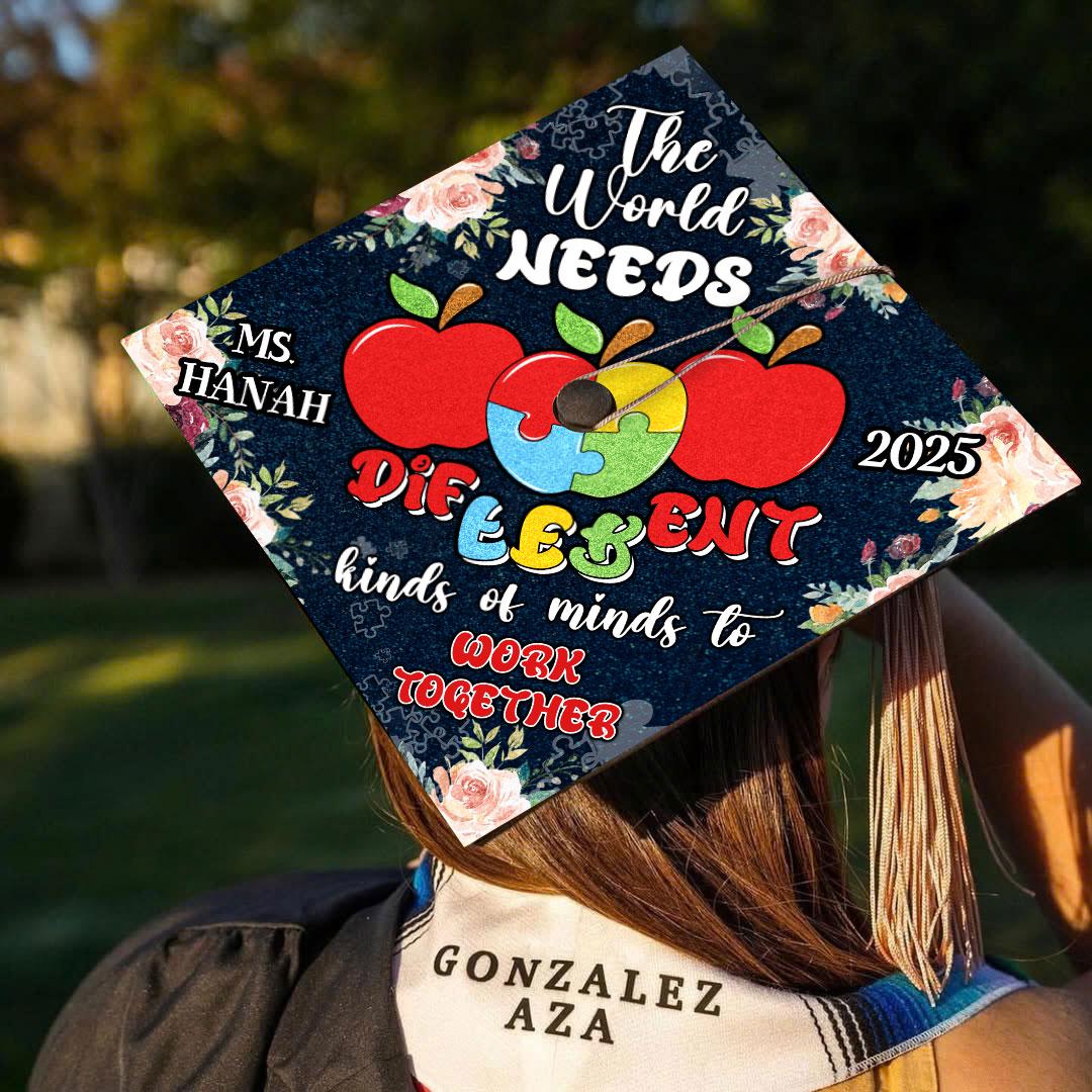 Personalized Teacher Autism Graduation Cap Topper, the World Needs ...