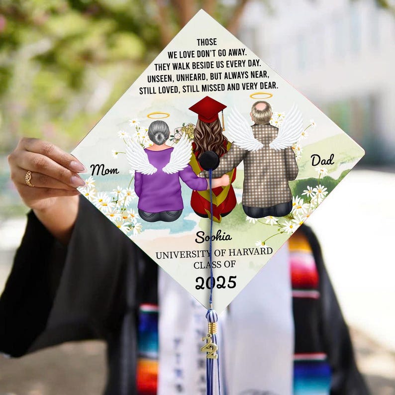 Personalized Memorial Graduation Cap Topper, Memories Mom and Dad Grad ...