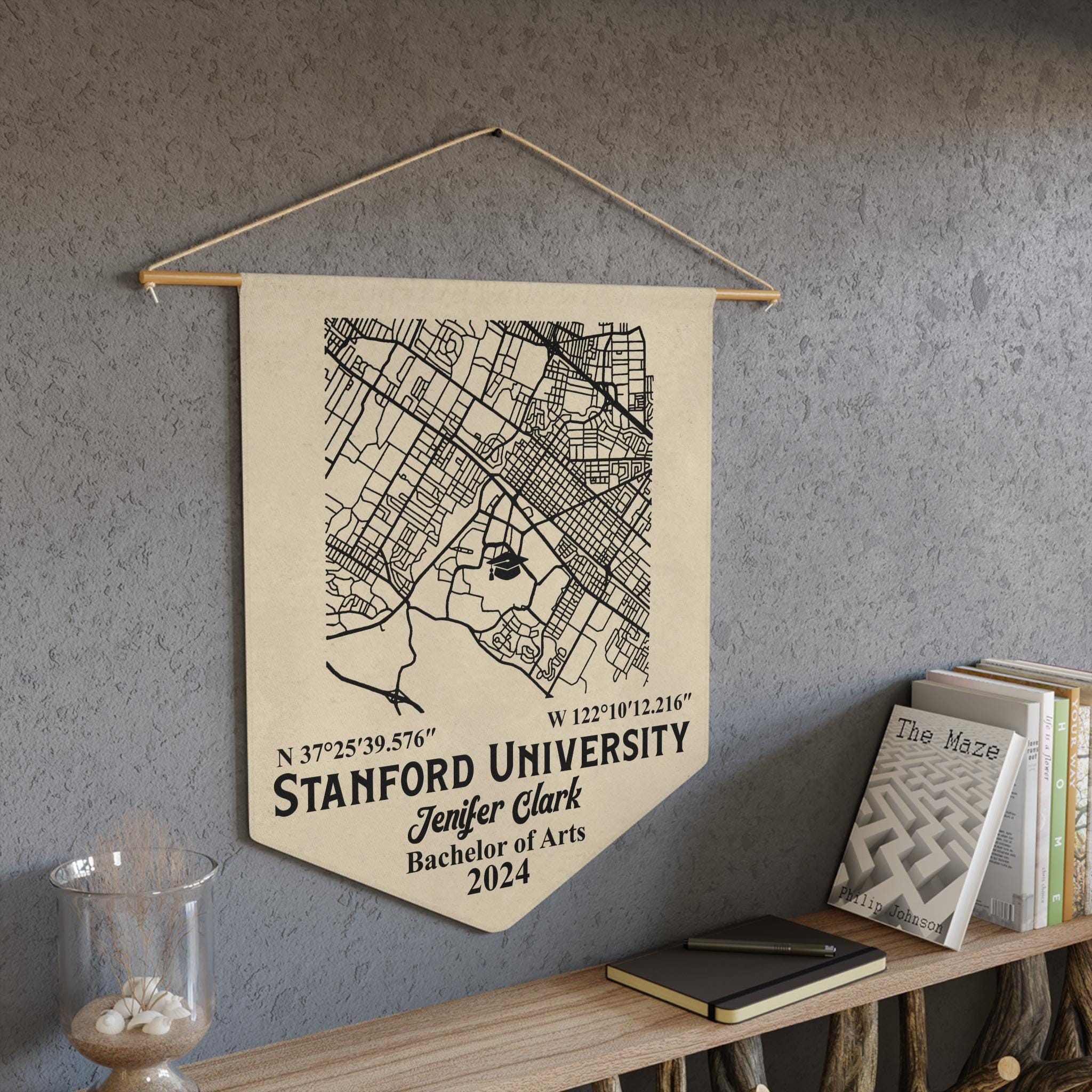 Personalized Campus Map Pennant, Custom College Flag Decor, Graduation ...