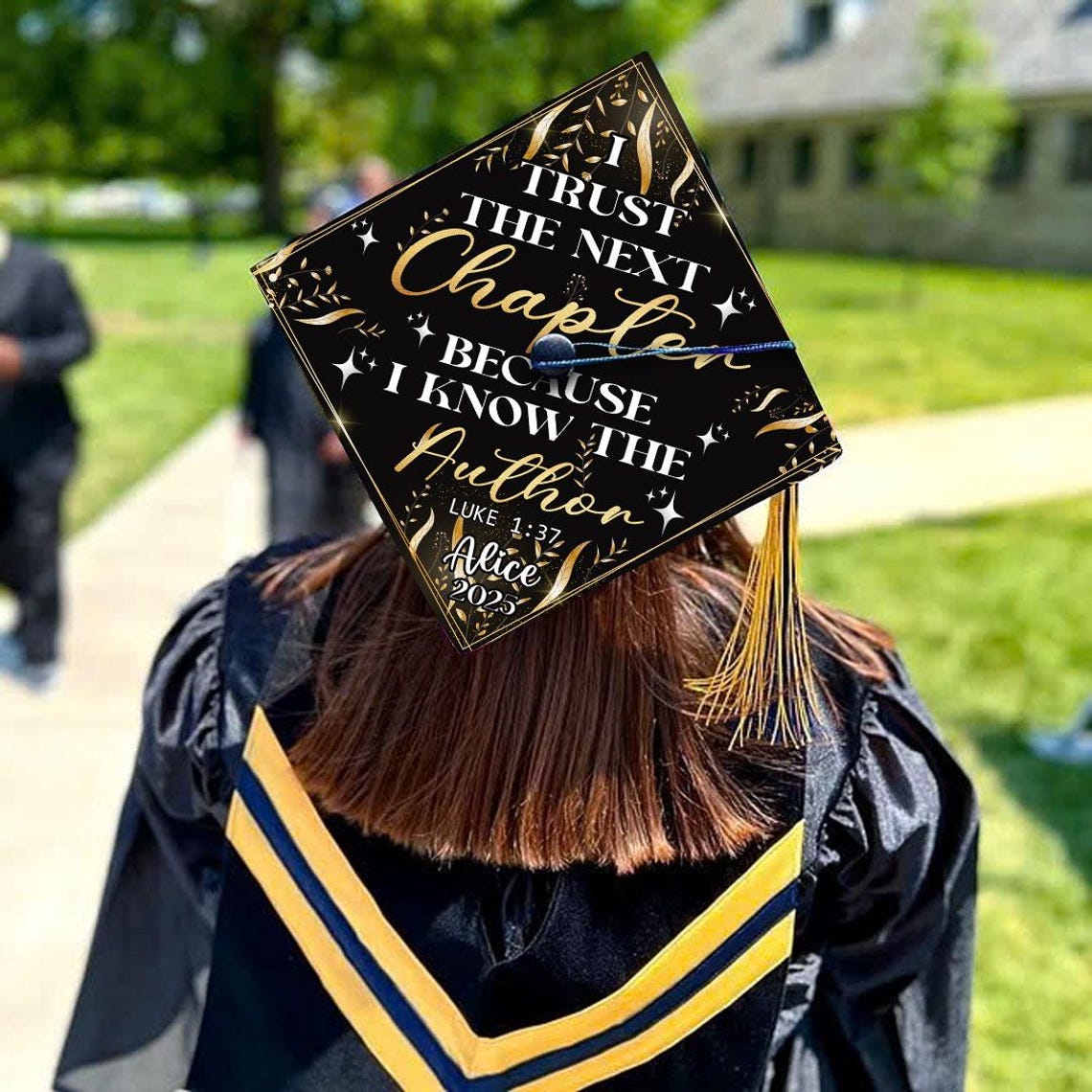 Personalized Christian Graduation Cap Topper, Custom Black Queen Grad ...