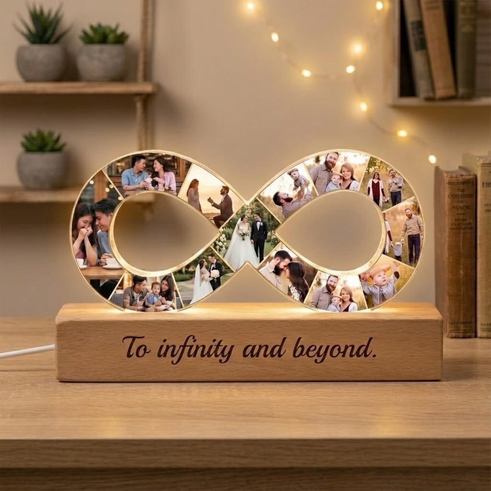Infinite Love Photo Acrylic Night Light With Wooden Base - Etsy