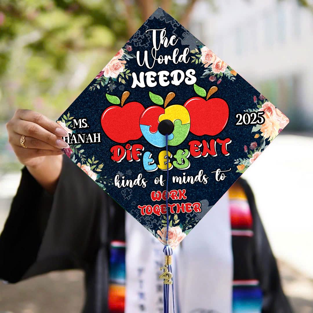 Personalized Teacher Autism Graduation Cap Topper, the World Needs ...