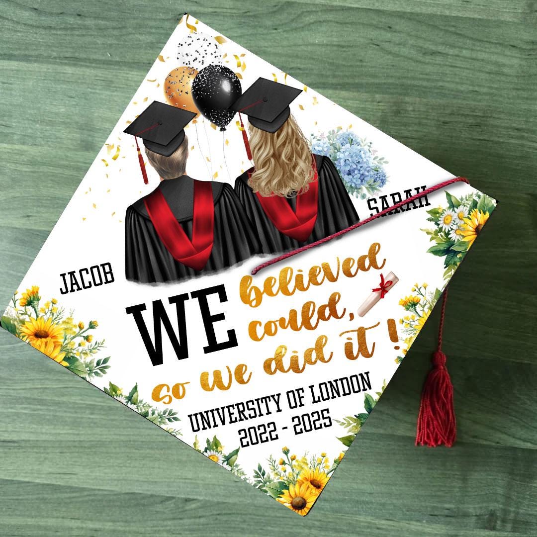 Personalized Couple Graduation Cap Topper, We Did It Grad Cap - Etsy