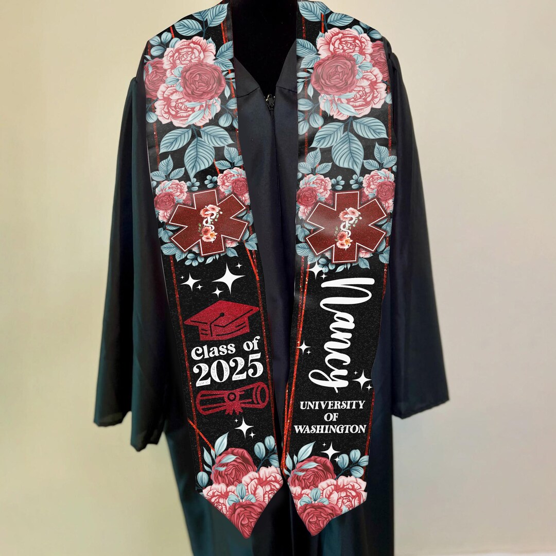 Personalized Emergency Nurse Graduation Stole, Custom Floral ER Nurse ...