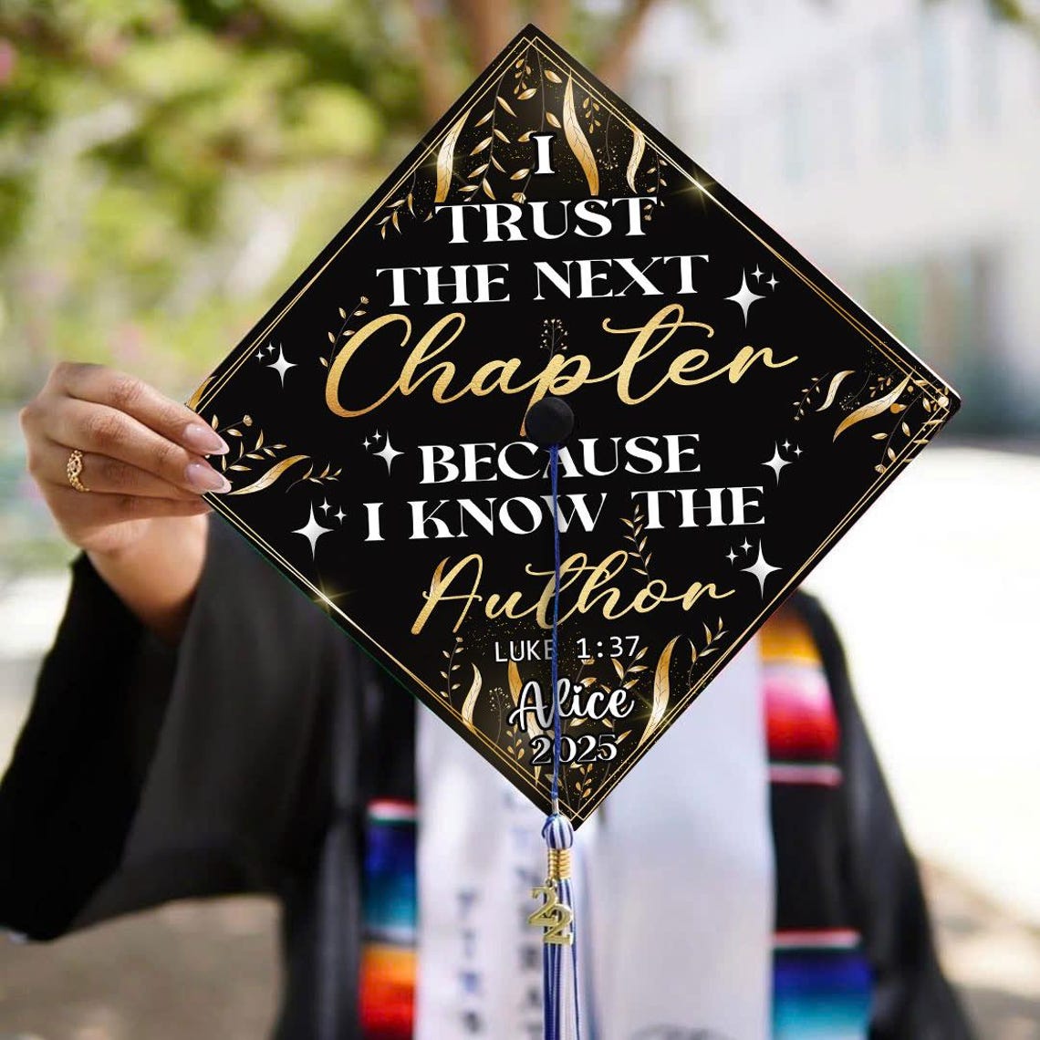 Personalized Christian Graduation Cap Topper, Custom Black Queen Grad ...