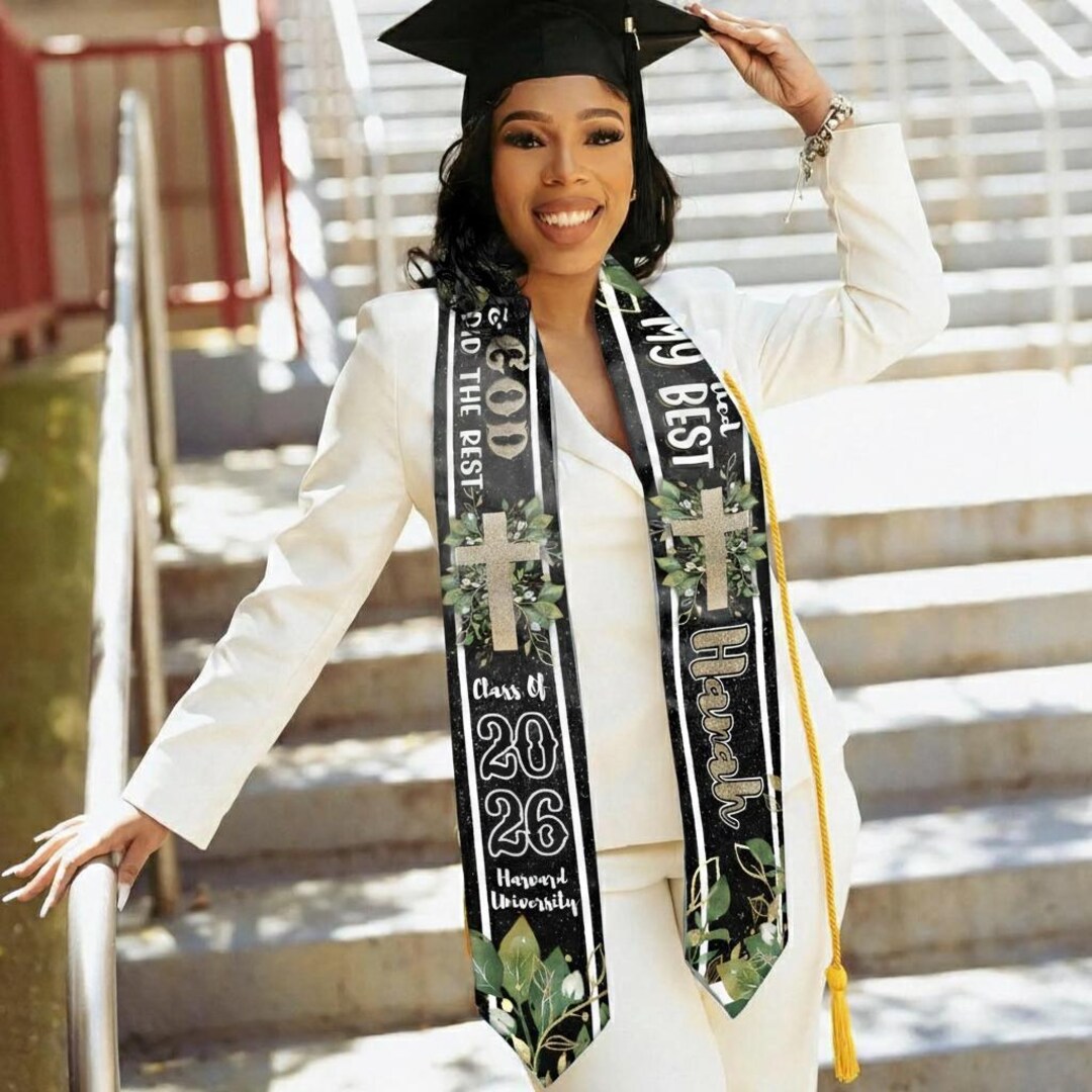 Personalized Christian Graduation Stole, Custom God Did the Rest Grad ...