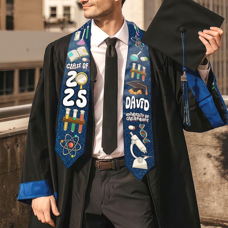 Personalized Biology Science Graduation Stole, Custom Grad Sash for Men ...