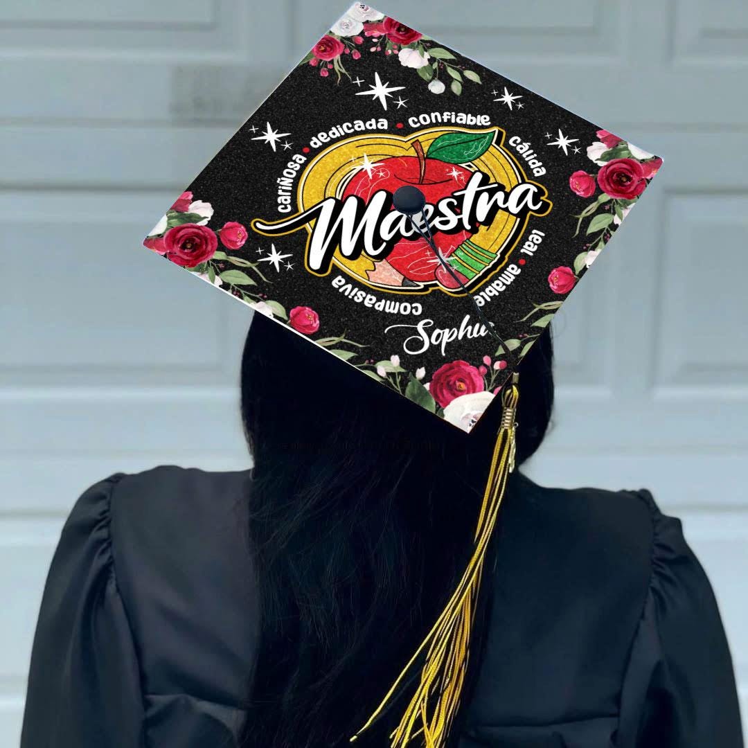 Personalized Spanish Teacher Graduation Cap Topper, Maestra Grad Cap - Etsy