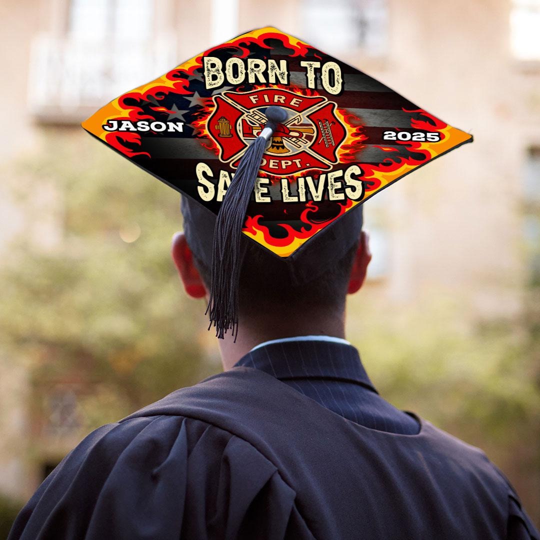 Custom Firefighter Graduation Cap Topper, Born to Save Lives Grad Cap ...