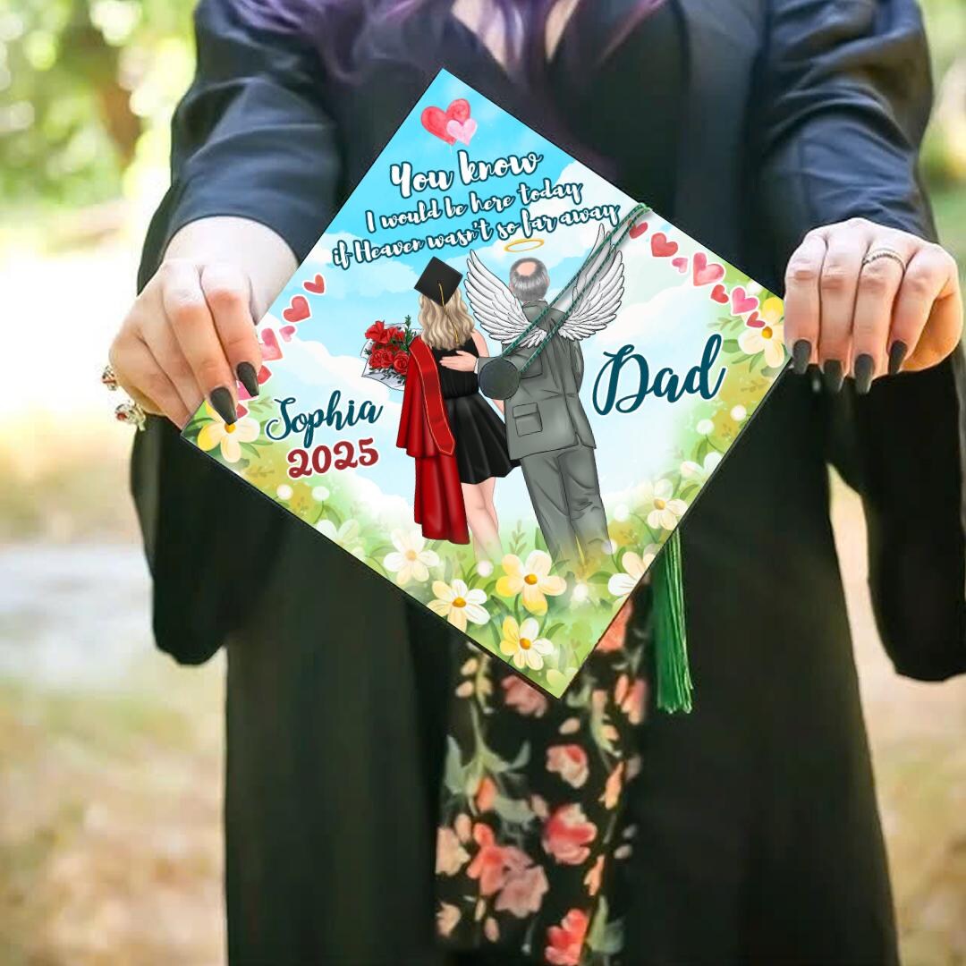 Personalized Memorial Dad Graduation Cap Topper, Custom Graduate Gift ...