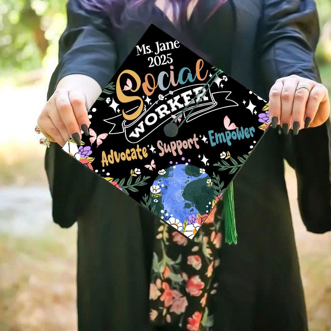 Custom Retro Social Worker Graduation Cap Topper, Advocate Support ...