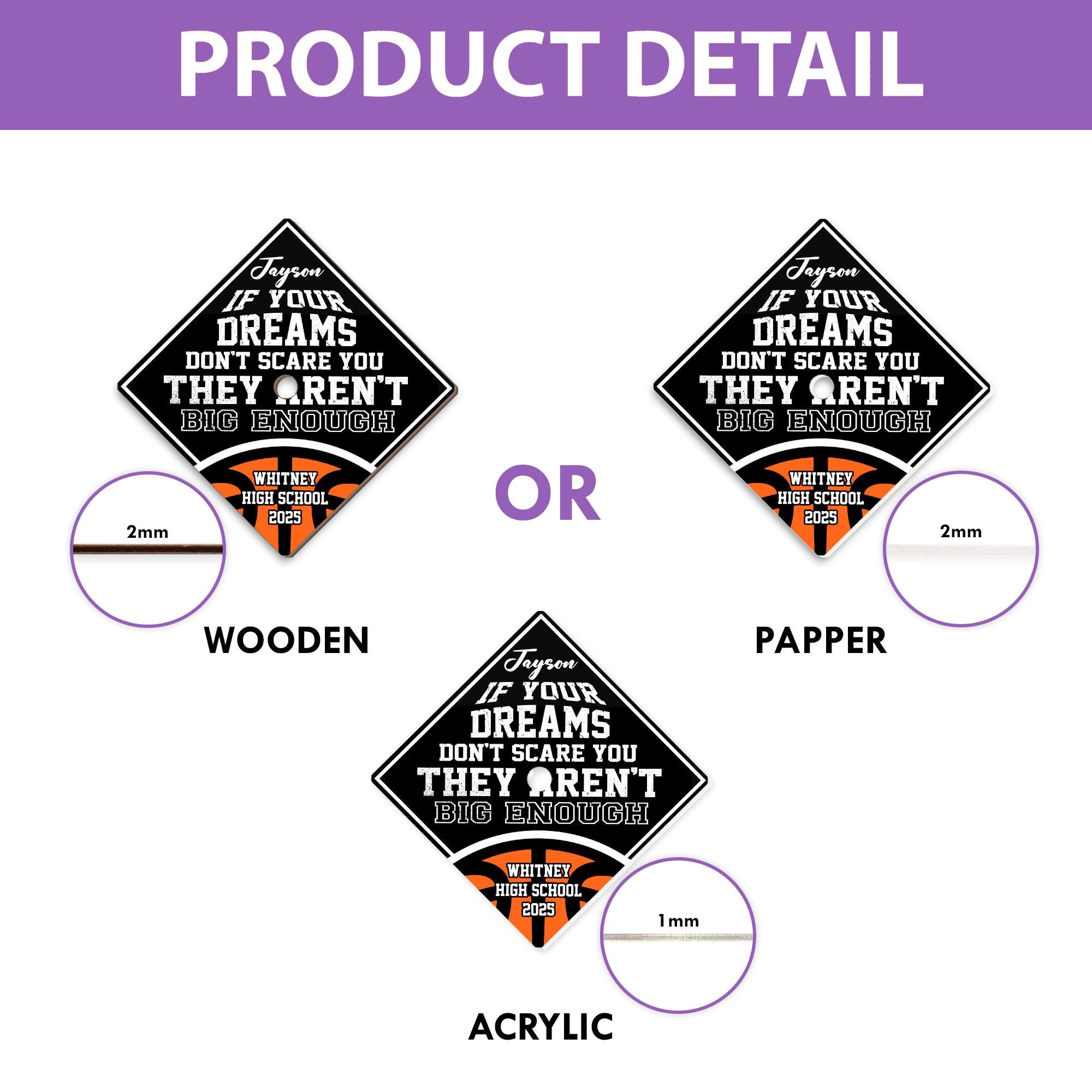 Custom Basketball Graduation Cap Topper, If Your Dreams Don't Scare You ...