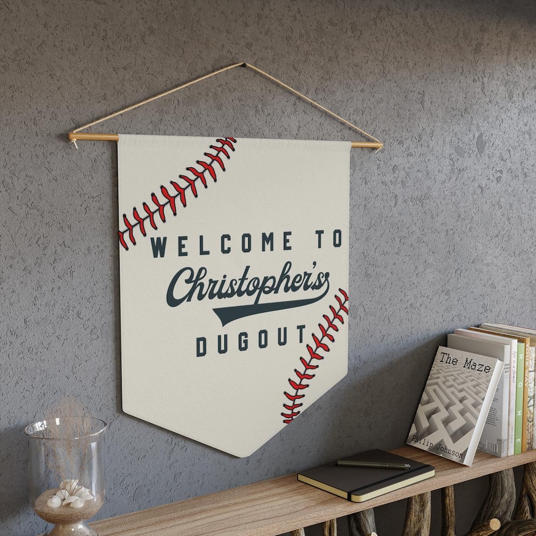 Personalized Baseball Pennant, Welcome Baseball Flag Decor, Gift for ...