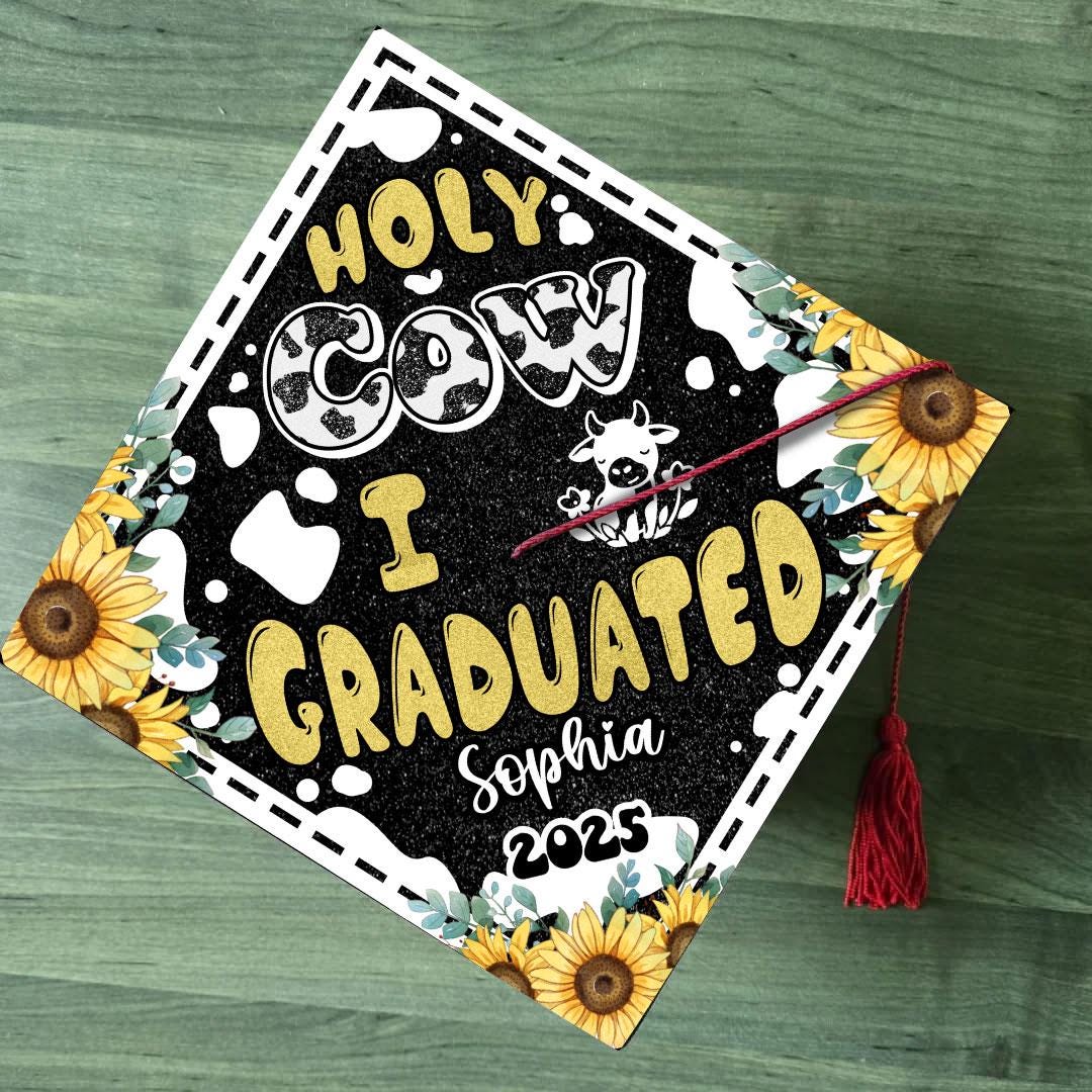 Personalized Cow Graduation Cap Topper: Country Girl Grad Gift - Etsy