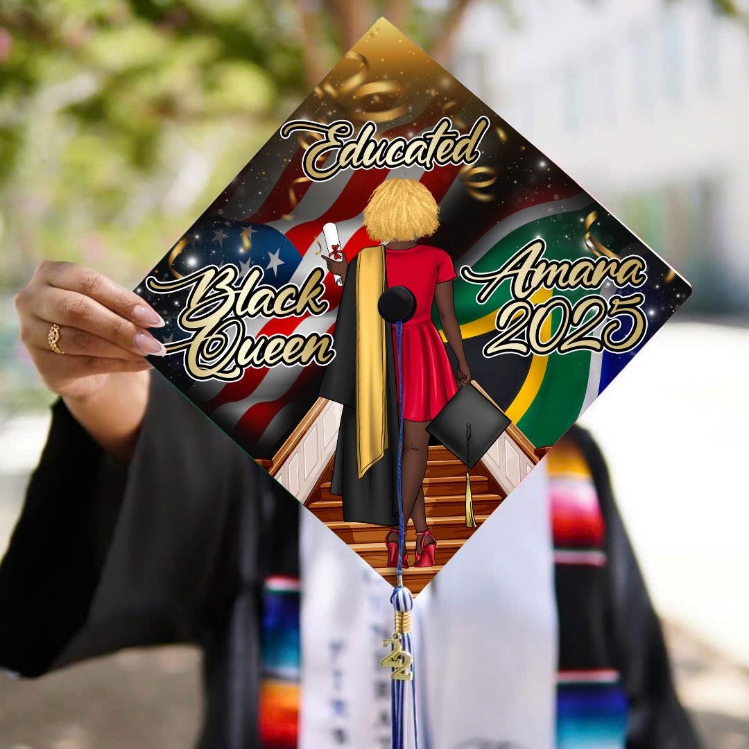 Personalized Educated Black Queen Graduation Cap Topper, Custom Africa ...
