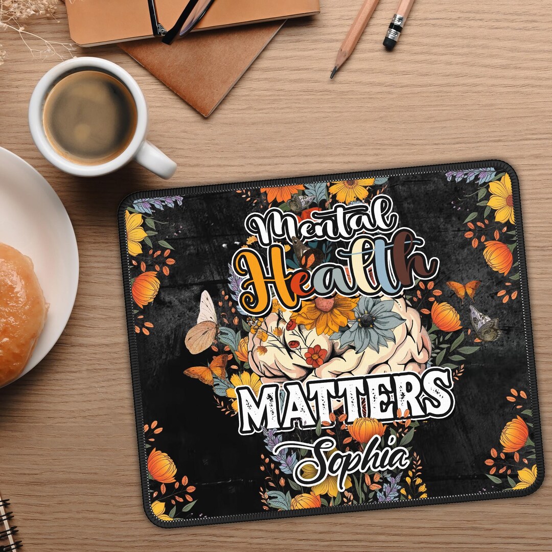 Custom Mental Health Matters Mouse Pad, Personalized Desk and Mouse Pad ...