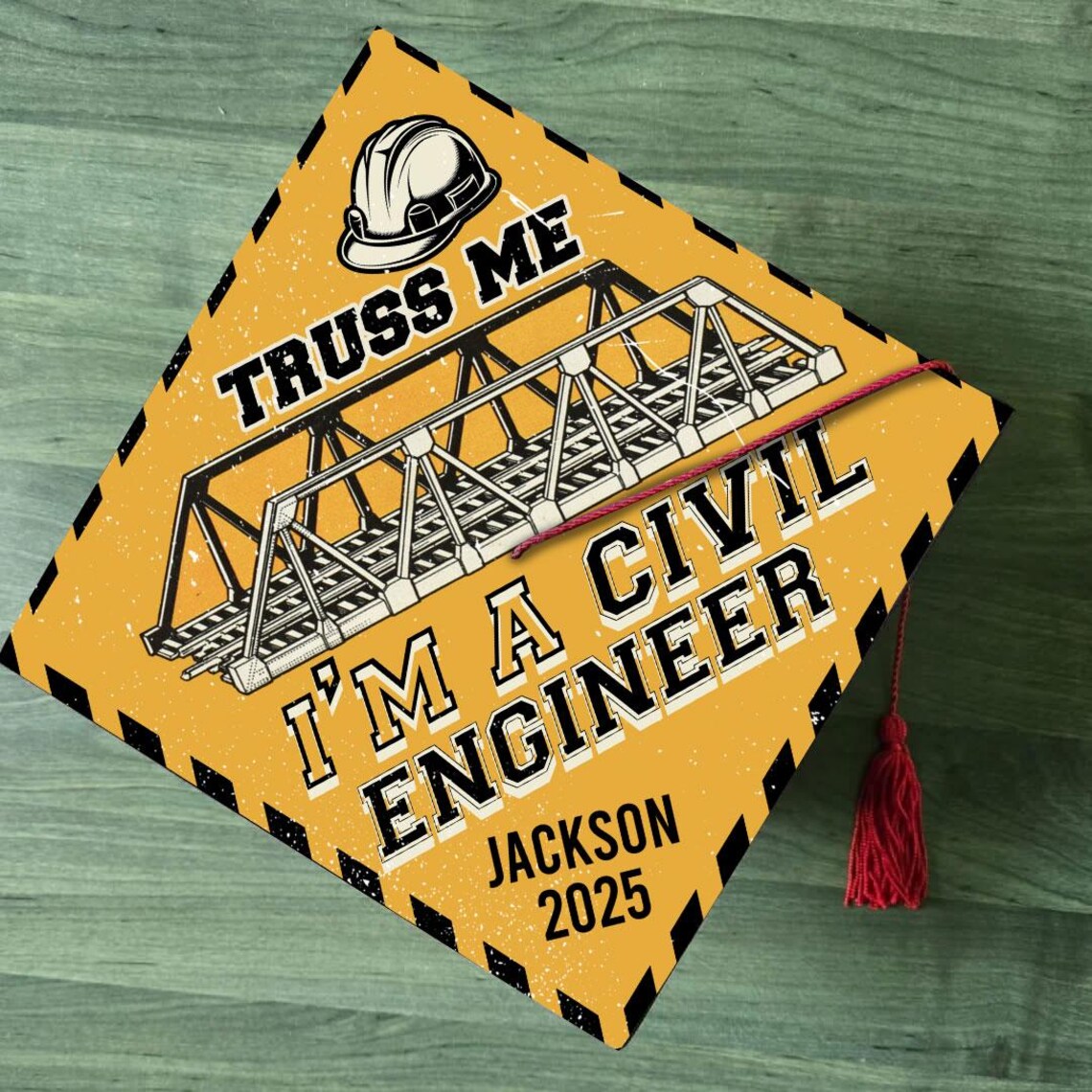Civil Engineer Graduation Cap Topper: Personalized Wood, Acrylic, or ...