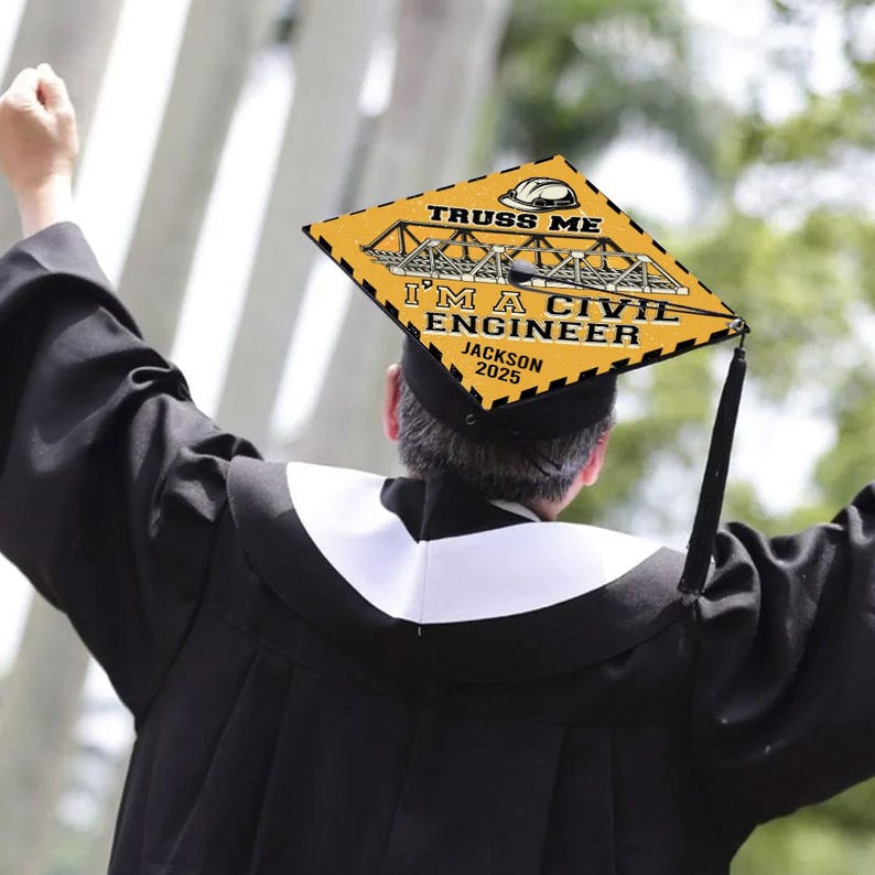 Civil Engineer Graduation Cap Topper: Personalized Wood, Acrylic, or ...