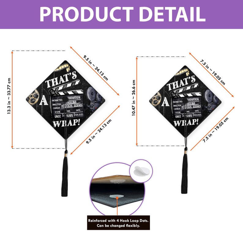 Custom Film Graduation Cap Topper, Personalized That's A Wrap Grad Cap ...