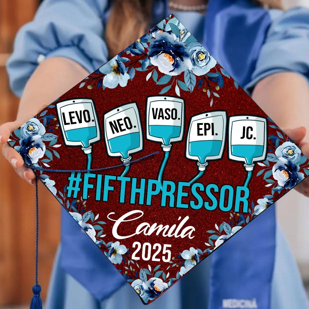 Custom ICU Nurse Graduation Cap Topper, Jesus Christ Fifth Pressor Grad ...