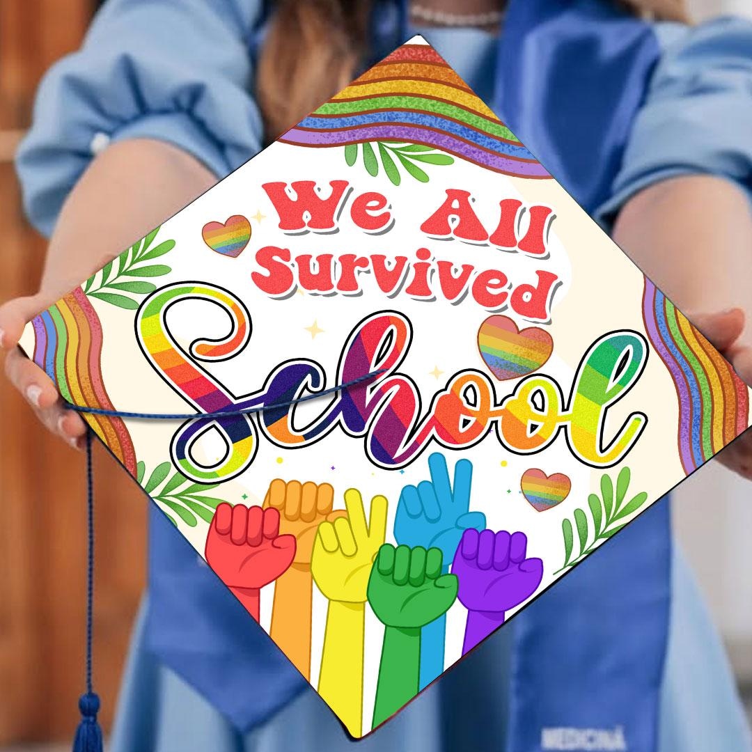 Pride Graduation Cap Topper, LGBT We All Survived SCHOOL Grad Cap - Etsy