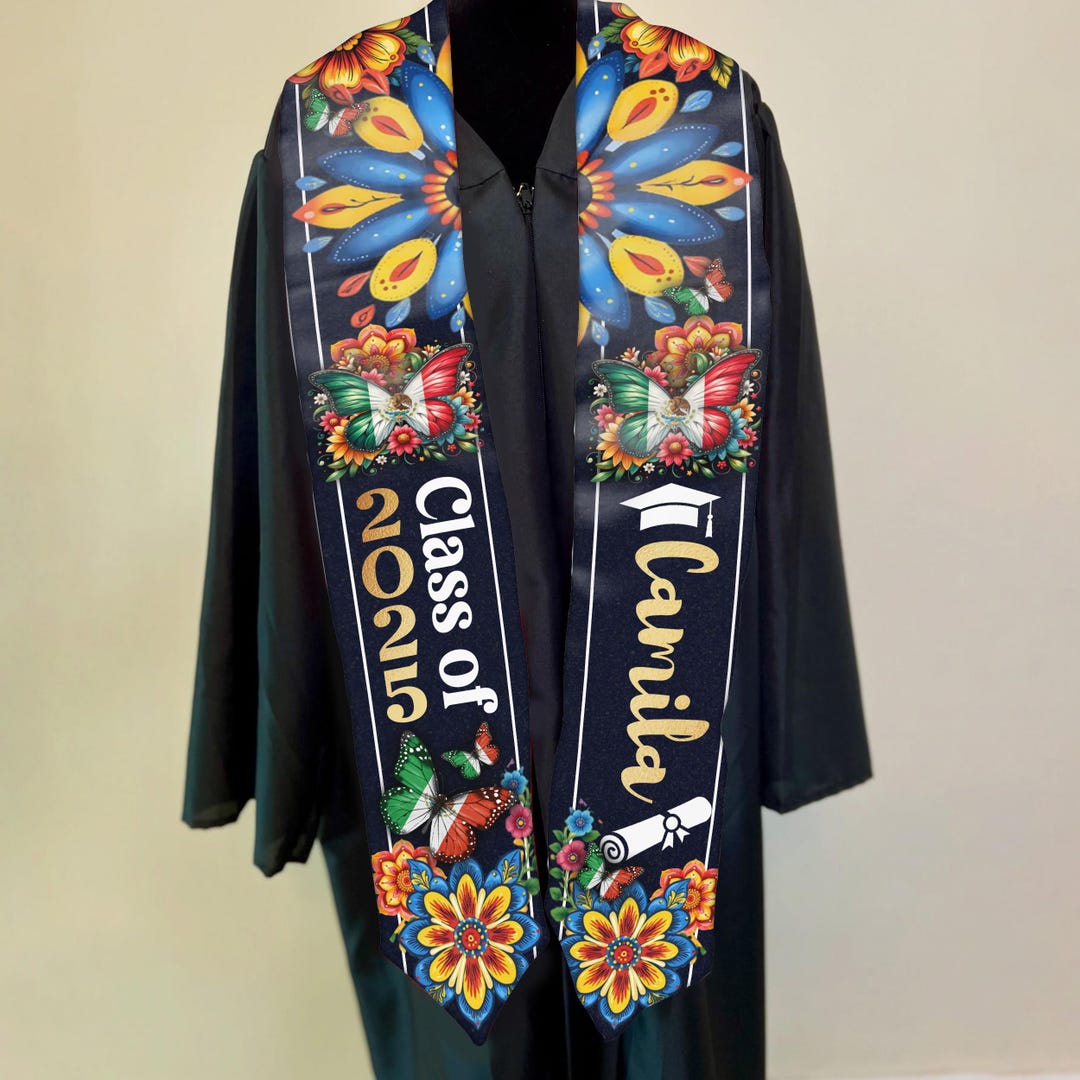 Personalized Mexican Flag Graduation Stole, Custom Mexico Grad Sash - Etsy