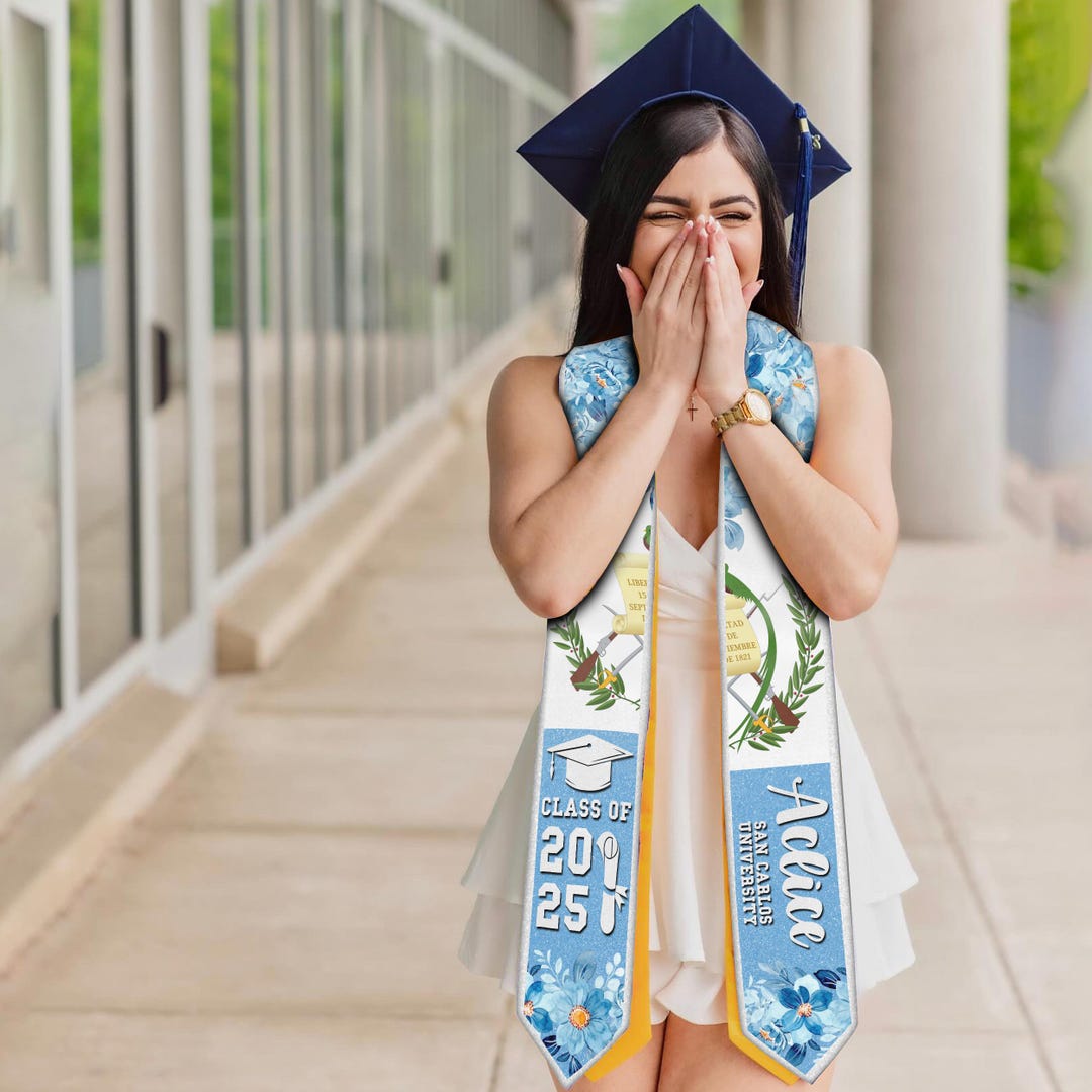 Personalized Guatemalan Graduation Stole, Guatemala Flag Latina Grad ...