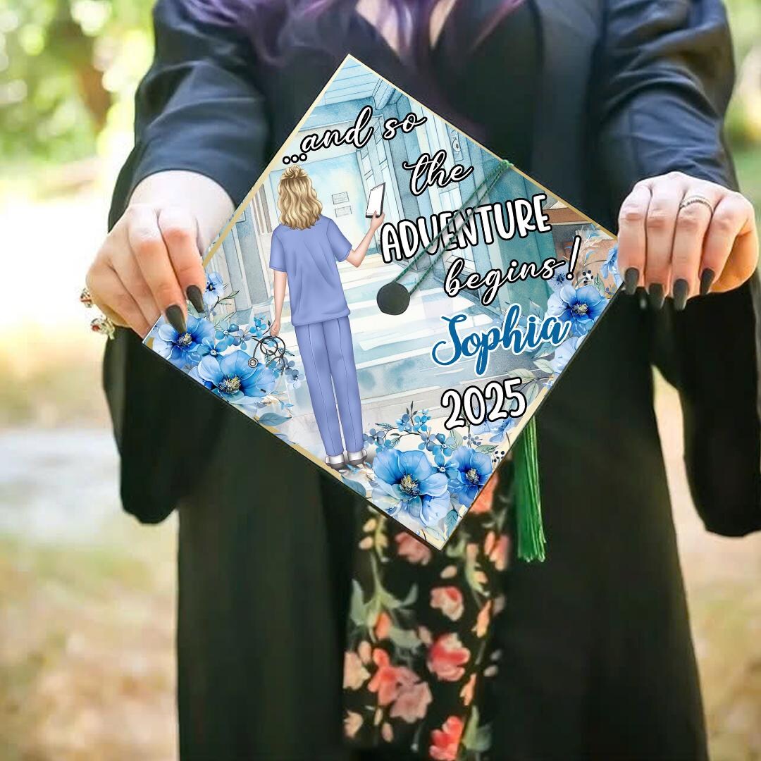 Personalized Nurse Graduation Cap Topper: Adventure Begins, Gift for ...