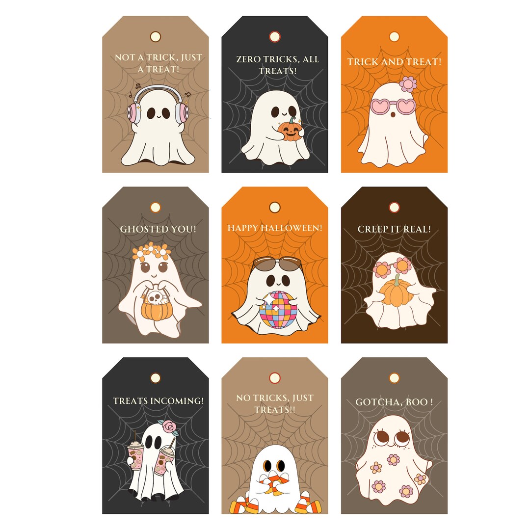 Spooky Halloween Gift Tags Printable Ghostly Gift Tags for Halloween ...